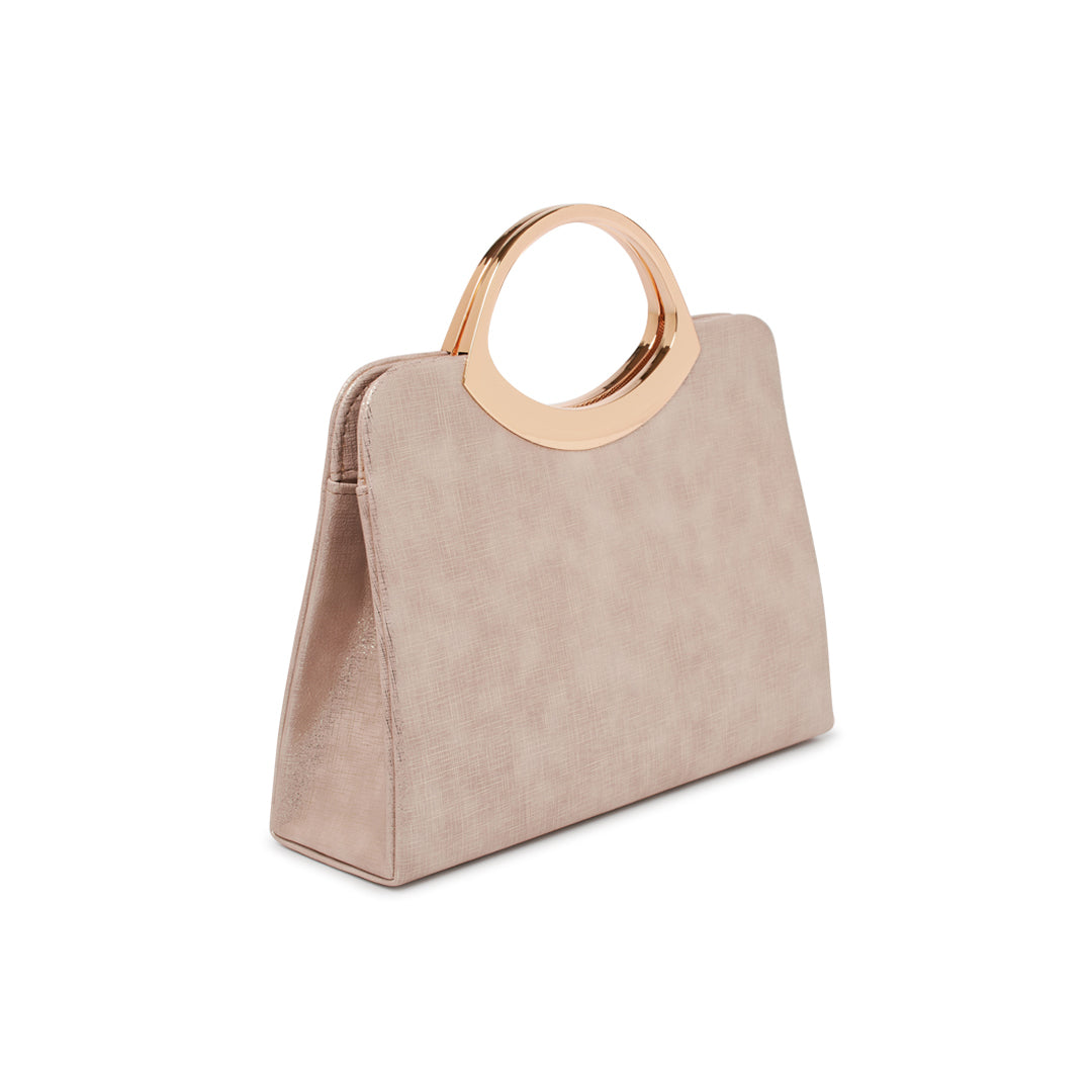Darya Nude Structured Shimmer Handbag Paradox London