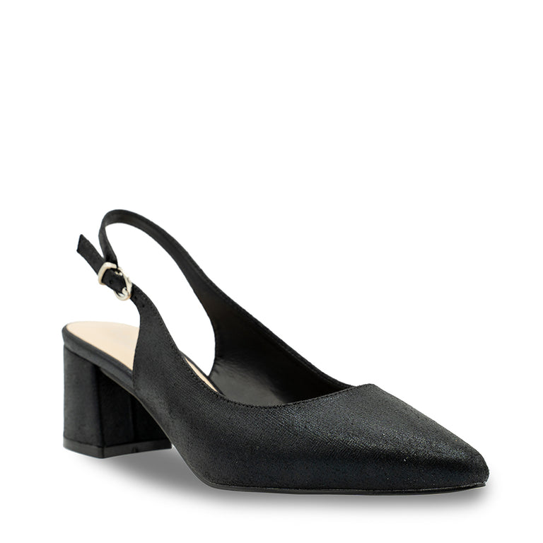 Flynn Black | Wide Fit Block Heel Slingbacks | Paradox London