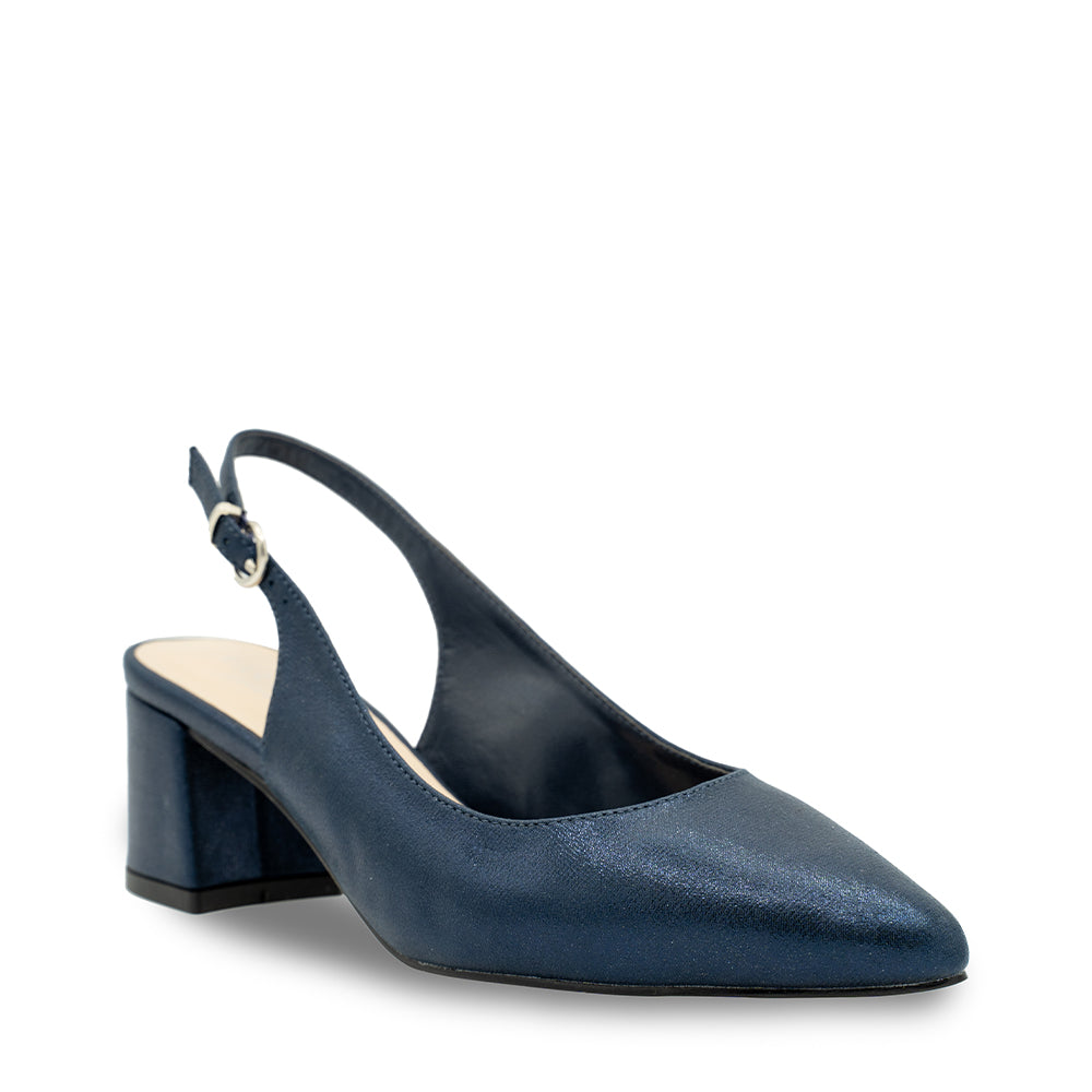 Flynn Navy | Wide Fit Block Heel Slingbacks | Paradox London