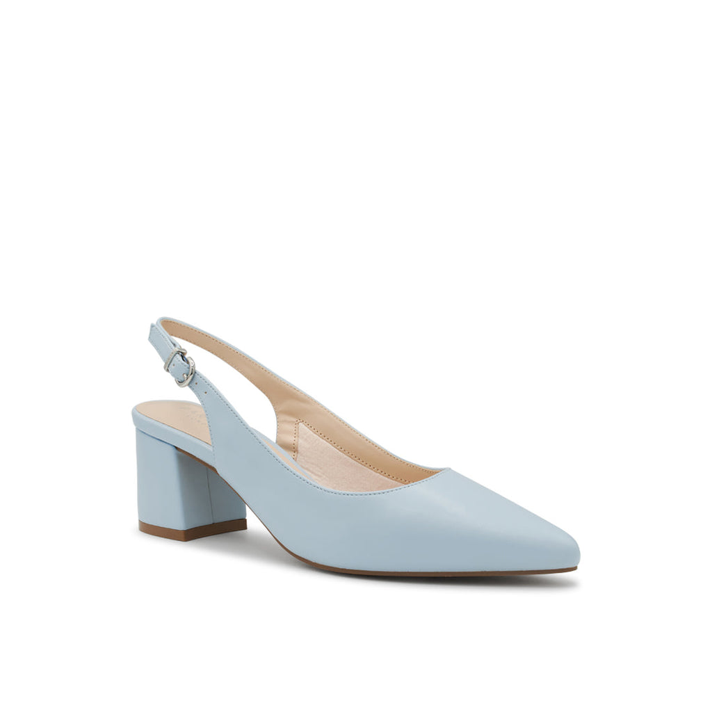 Isadora Powder Blue | Block Heel Slingback Court Shoes | Paradox London