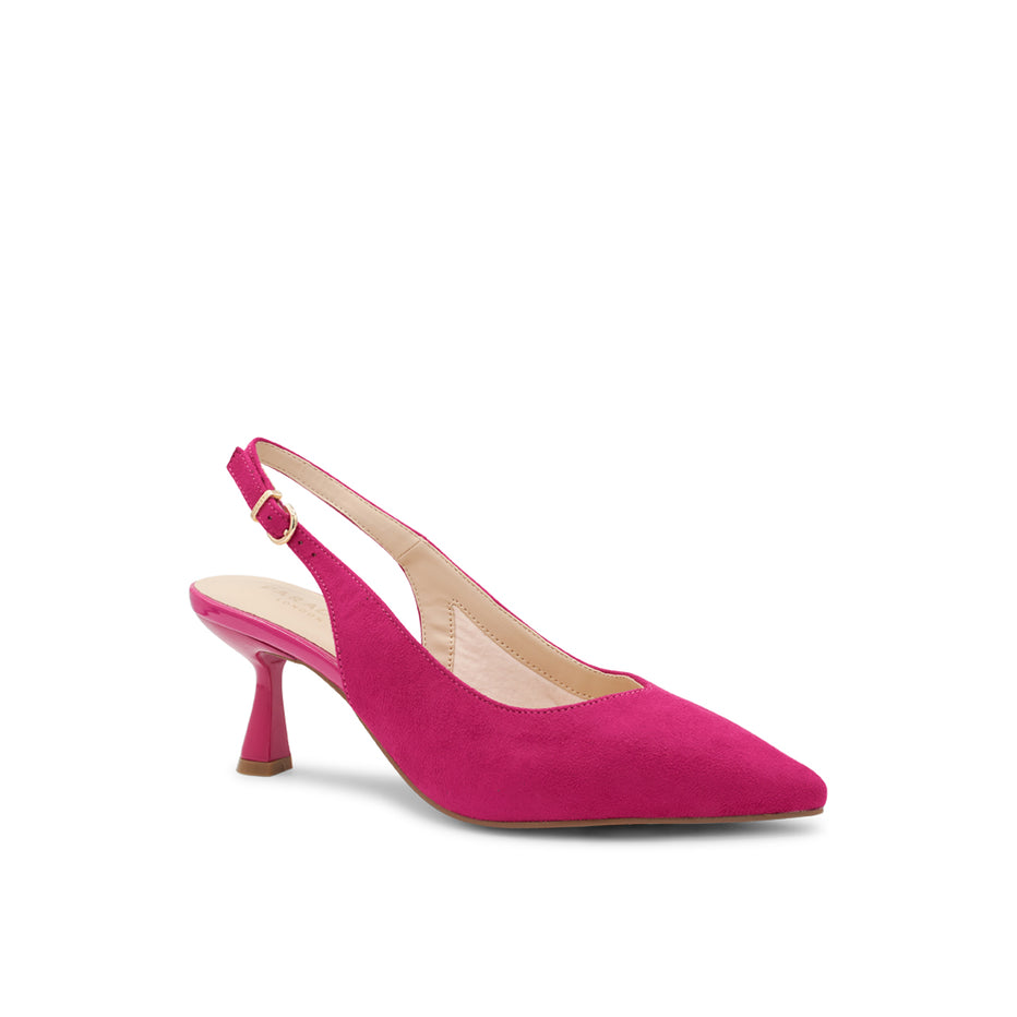Kelsey Fuchsia | Flared Heel Slingback Court Shoes | Paradox London