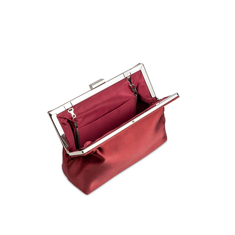 Drury Burgandy | Satin Pouch Clutch Bag | Paradox London