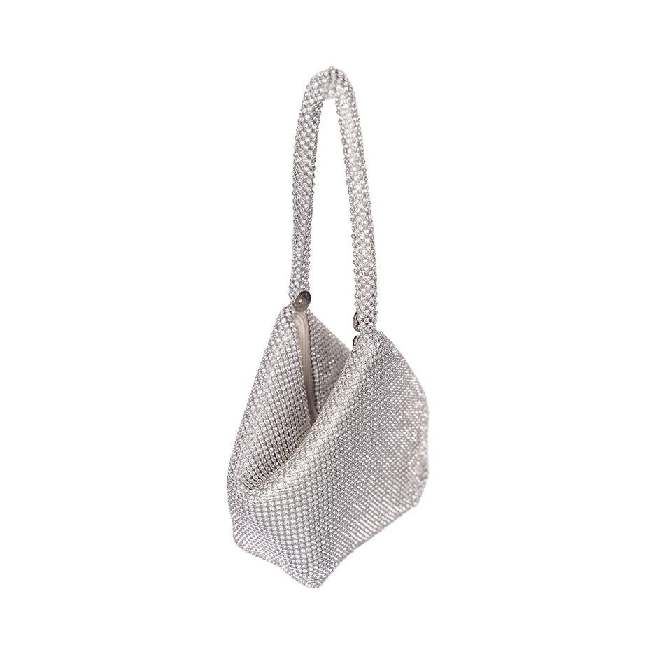 Silver Diamante Dua pouch Handbag | Paradox London