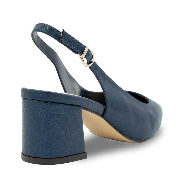 Flynn Navy | Wide Fit Block Heel Slingbacks | Paradox London