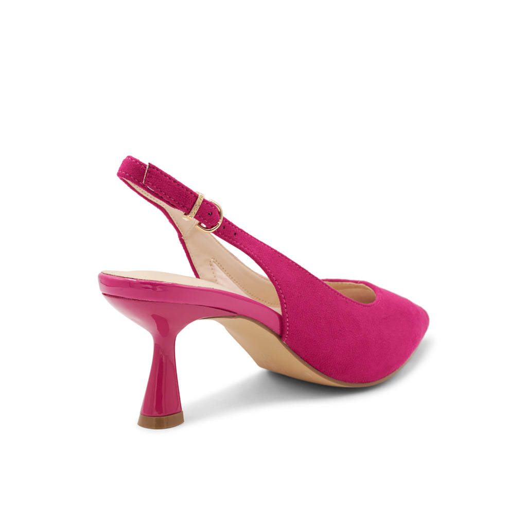 Kelsey Fuchsia | Flared Heel Slingback Court Shoes | Paradox London