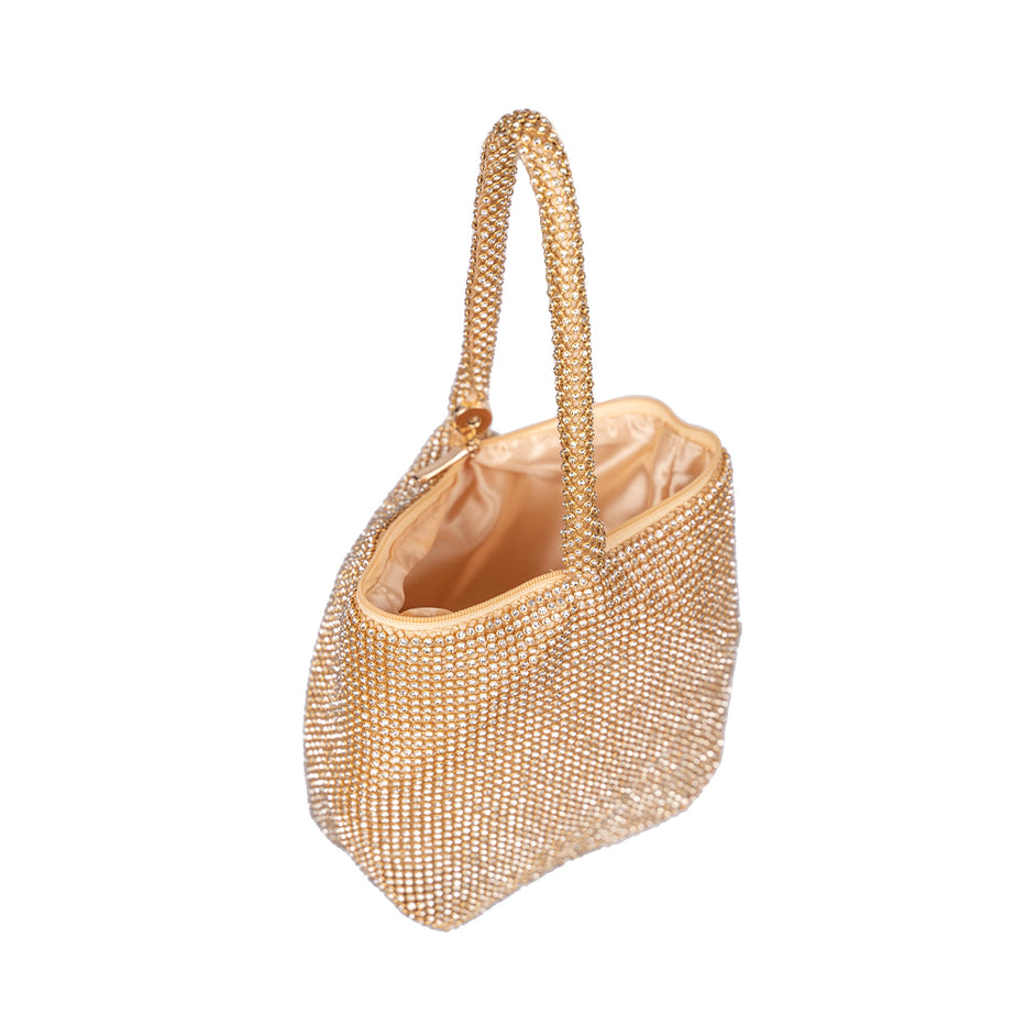 Gold Diamante Dua pouch Handbag | Paradox London