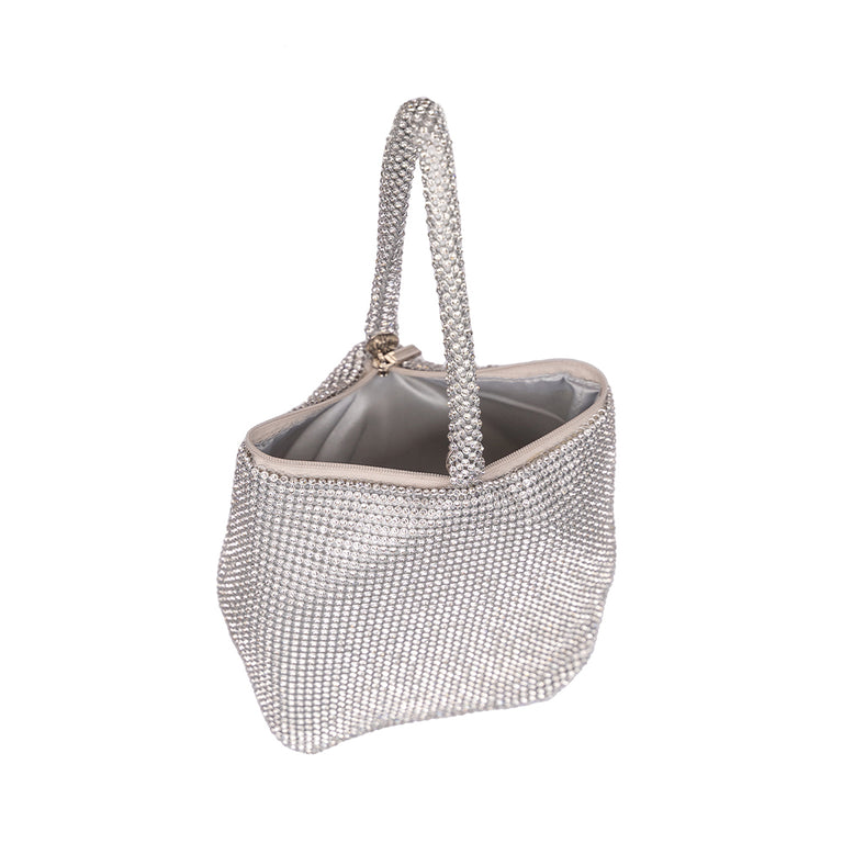 Silver Diamante Dua pouch Handbag | Paradox London