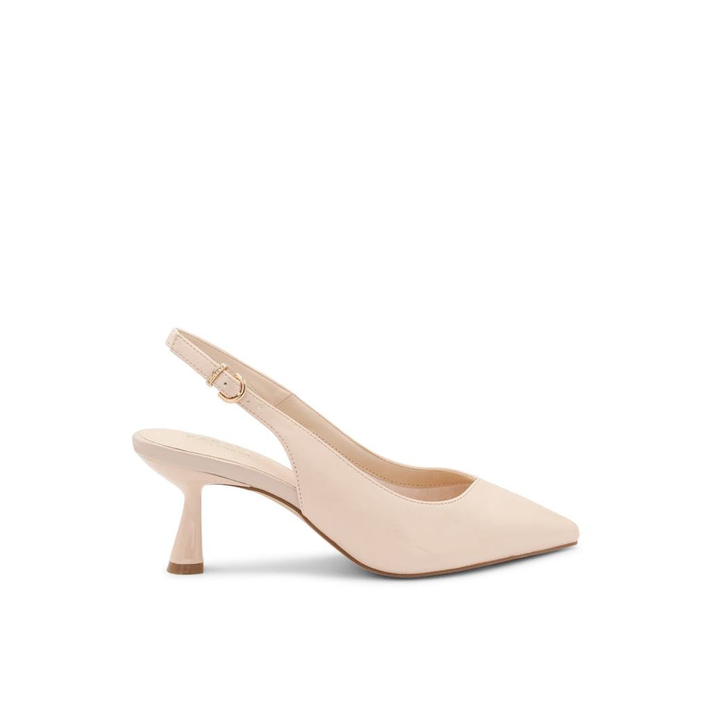 Kelsey Nude | Flared Heel Slingback Court Shoes | Paradox London