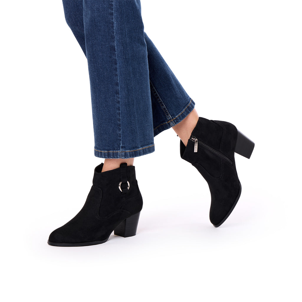 Bexley Black | Wide Fit Block Heel Boots | Paradox London
