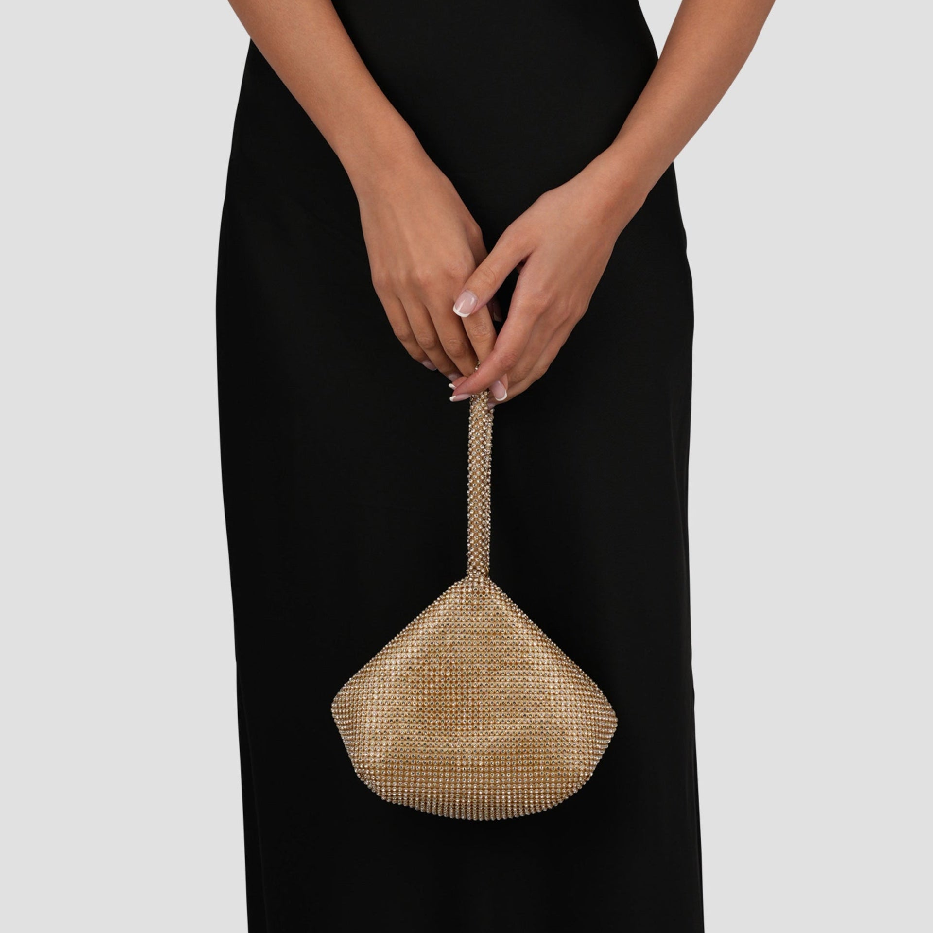 Gold Diamante Dua pouch Handbag | Paradox London