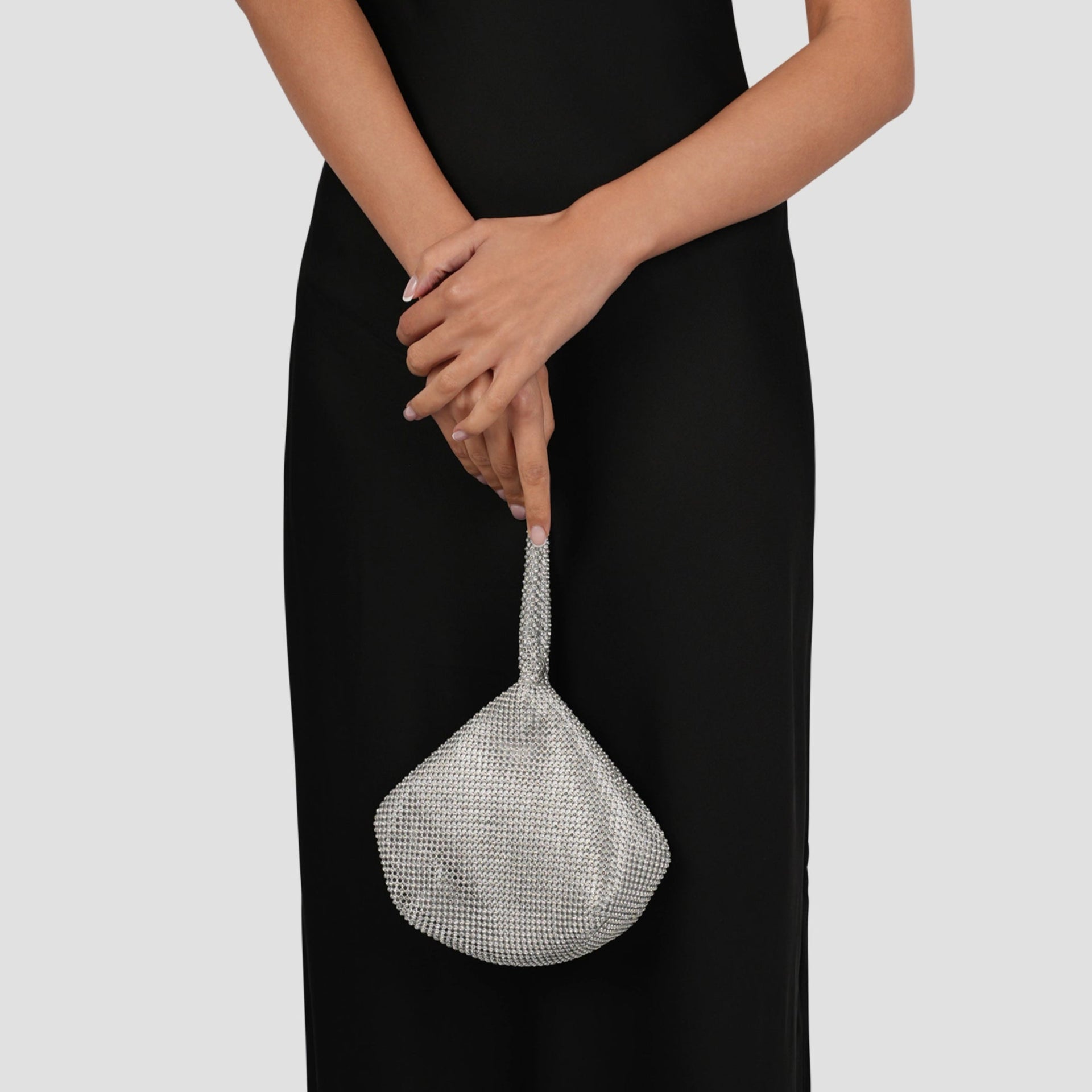 Silver Diamante Dua pouch Handbag | Paradox London